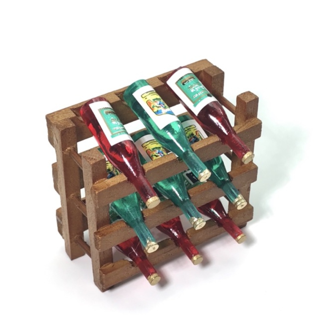Rack a bouteilles avec 9 bouteilles miniature - Miniaputiens